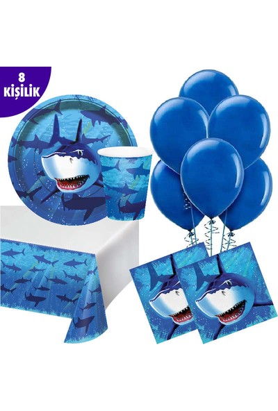 Parti Dünyası Köpek Balığı Partisi 8 Li Parti Seti Parti Dünyası Köpek Balığı Partisi 8 Li Parti Seti