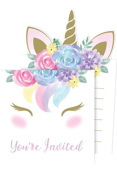 Parti Dünyası Unicorn Premium 8 Li Davetiye