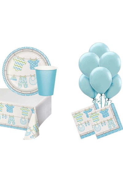 Parti Dünyası Bebek Kıyafetleri Mavi 16 Lı Parti Seti