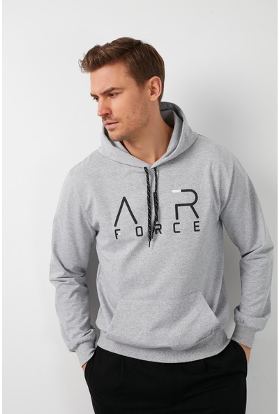 Buratti Baskılı Kapüşonlu Kanguru Cepli Sweat Erkek Sweat 541AIRFORCE