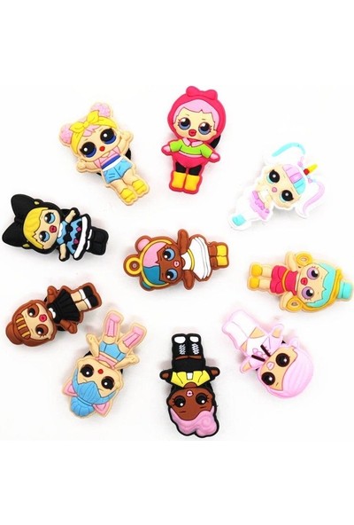 10 Adet Croc Terlik Süsleri Jibbitz Renkli Aksesuar Lol Desen