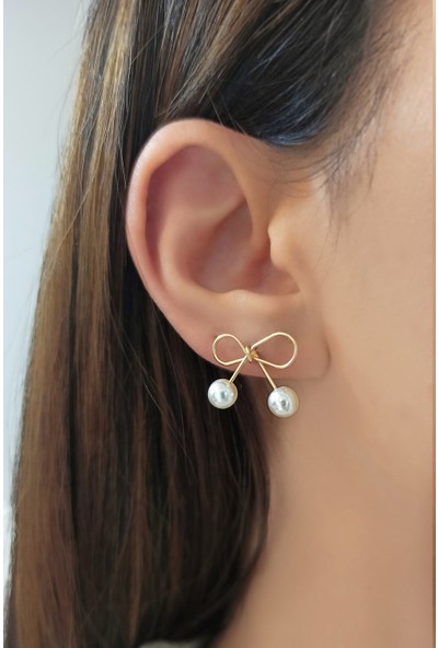 ÇLK Accessories Incili Fiyonk Kadın Küpe TRKÜPE3738 B32503 ÇLK Accessories Incili Fiyonk Kadın Küpe TRKÜPE3738 B32503