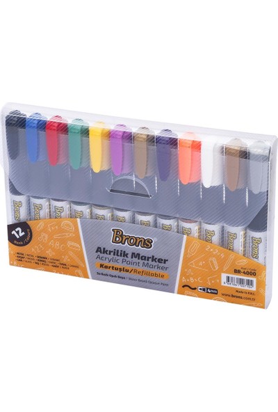 Brons Akrilik Marker Kalem 12'li