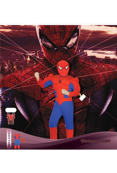 Liyavera Spiderman Örümcek Adam Kaslı Çocuk Kostümü O Liyavera Spiderman Örümcek Adam Kaslı Çocuk Kostümü O