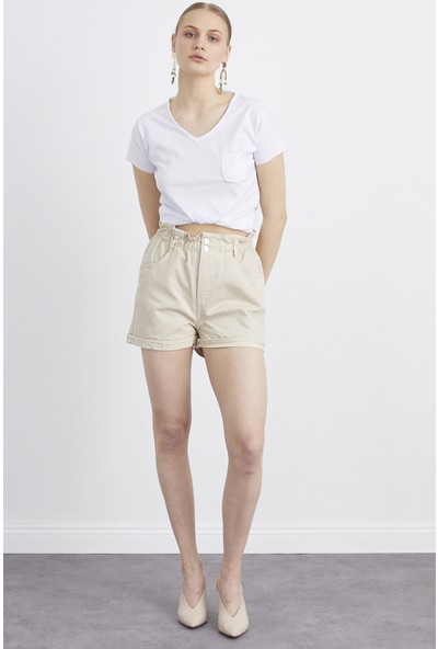 Lund Kadın Taş Elastik Belli Denim Şort Lund Kadın Taş Elastik Belli Denim Şort