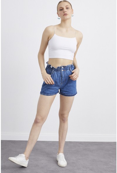 Lund Kadın Mavi Elastik Belli Denim Şort Lund Kadın Mavi Elastik Belli Denim Şort