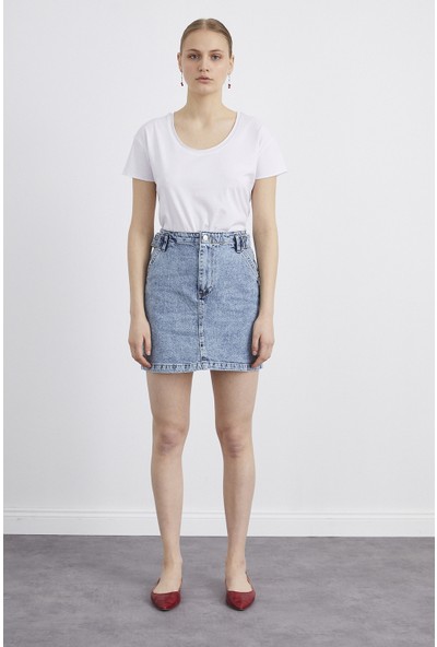 Lund Kadın Açık Mavi Kemer Detaylı Mini Denim Etek Lund Kadın Açık Mavi Kemer Detaylı Mini Denim Etek