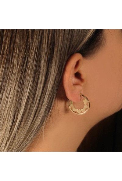 Adil İdil Kuyumculuk 14 Ayar Kalp Desenli Halka Küpe Adil İdil Kuyumculuk 14 Ayar Kalp Desenli Halka Küpe