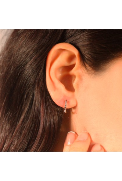 Adil İdil Kuyumculuk 14 Ayar Beyaz Altın Top Top Küçük Halka Küpe