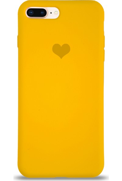 KZY Apple iPhone 7 Plus Kılıf Kalp Logolu Altı Kapalı Içi Kadife Lansman Silikon Kılıf - Sarı KZY Apple iPhone 7 Plus Kılıf Kalp Logolu Altı Kapalı Içi Kadife Lansman Silikon Kılıf - Sarı