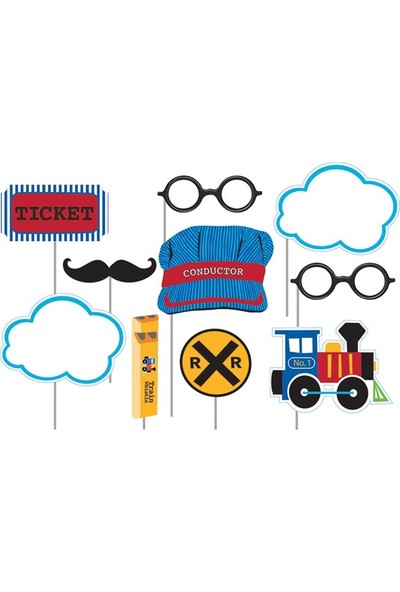 Parti Dünyası Trenlerim Fotoğraf Çekme Aksesuarı 10 Adet