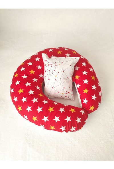 Beybinest Delüxe Sarı Kırmızı Emzirme ve Oturma Minderi