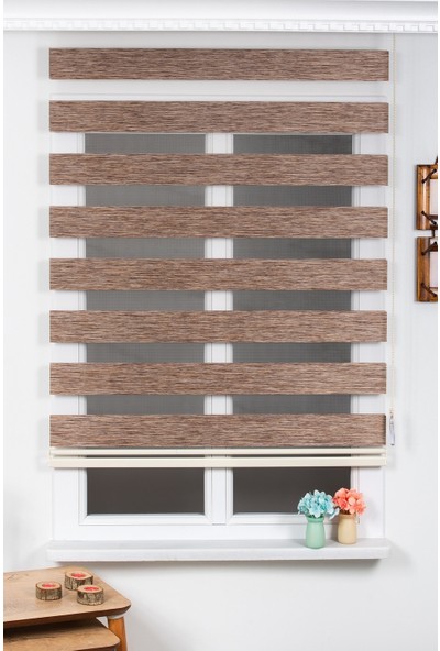 Derinhome Koyu Kahve Bambu Zebra Perde