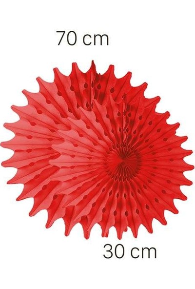 Parti Dünyası Kırmızı Renk Yelpaze Süs Seti 2 Adet 70-30 cm