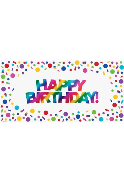 Parti Dünyası Gökkuşağı Partisi Happy Birthday Folyo Dev Afiş