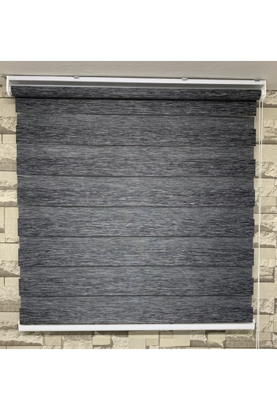 Derinhome Koyu Gri Bambu Zebra Perde