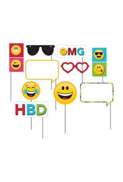 Parti Dünyası Gülen Yüzünü Göster Fotoğraf Çekme Aksesuarı 10 Adet