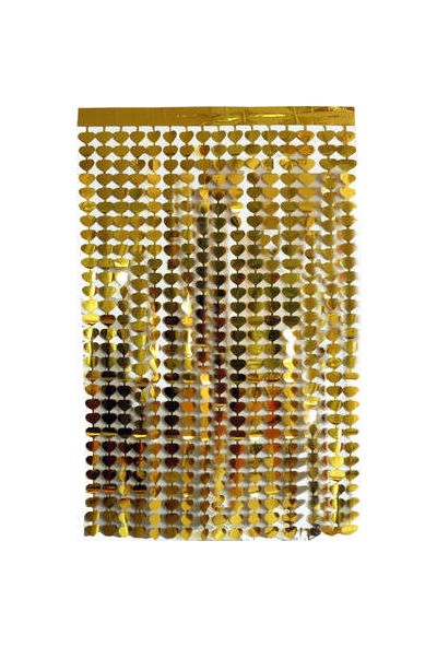 Parti Dünyası Metalize Gold Kalpli Kapı Perdesi - Duvar Fonu Parti Dünyası Metalize Gold Kalpli Kapı Perdesi - Duvar Fonu