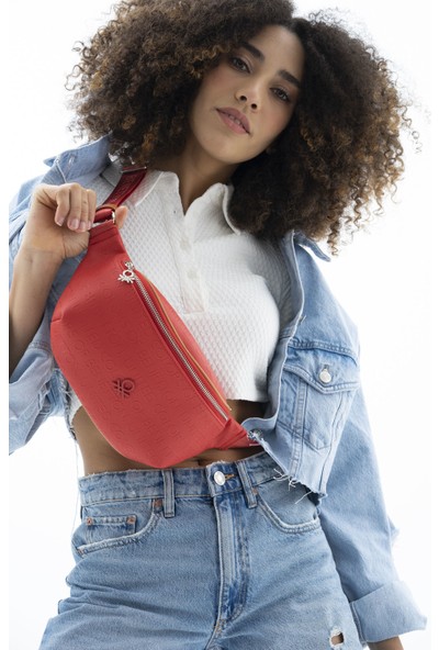 Benetton Kadın Bel Çantası Kırmzı-Camel BNT450