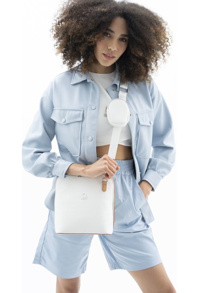 Benetton Kadın Çapraz Çanta Beyaz-A.camel BNT466