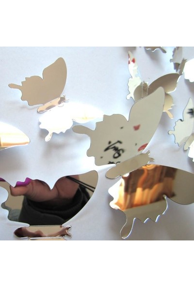 Aksh Aksh Aynalı 12 Parça Üç Boyutlu Kelebek Sticker Pvc Duvar Süsü Aksh Aksh Aynalı 12 Parça Üç Boyutlu Kelebek Sticker Pvc Duvar Süsü