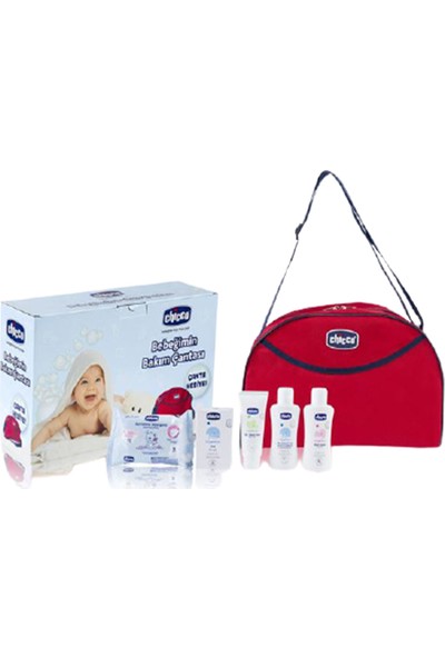 Chicco Bebek Bakım Seti + Çanta - Kırmızı