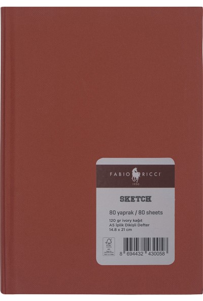 Fabio Ricci Skecth A5 Ciltli Çizim Defteri 14,8 x 21 cm Bordo