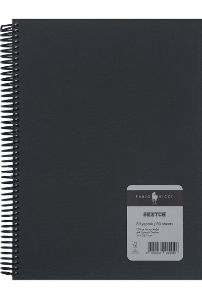 Fabio Ricci Skecth A4 Spiralli Çizim Defteri 21 x 29,7 cm Siyah
