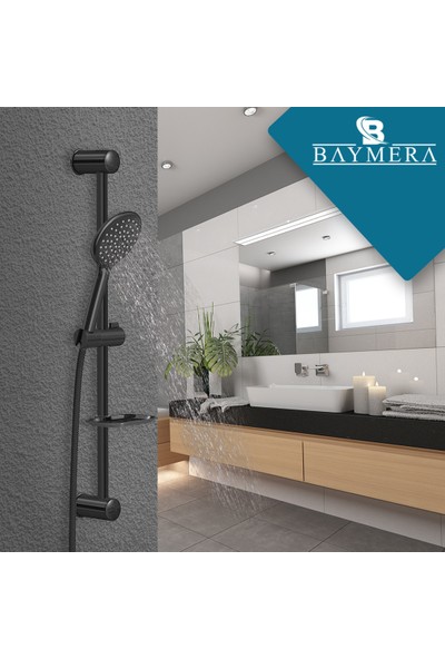 Baymera Deluxe Jet Black Sürgülü Duş Seti VLTM-6130 Baymera Deluxe Jet Black Sürgülü Duş Seti VLTM-6130