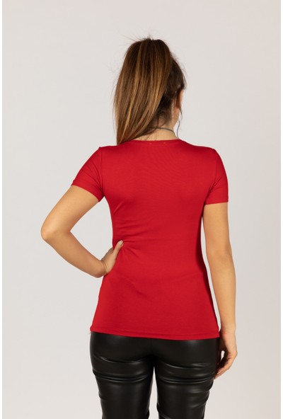 Nacar Store Kadın Kısa Kol Bisiklet Yaka Likralı Body Nacar Store Kadın Kısa Kol Bisiklet Yaka Likralı Body