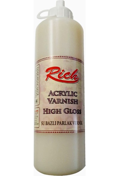 Rich Su Bazlı Vernik Parlak High Gloss Acrylic Varnish 500 cc Ekonomik Boy