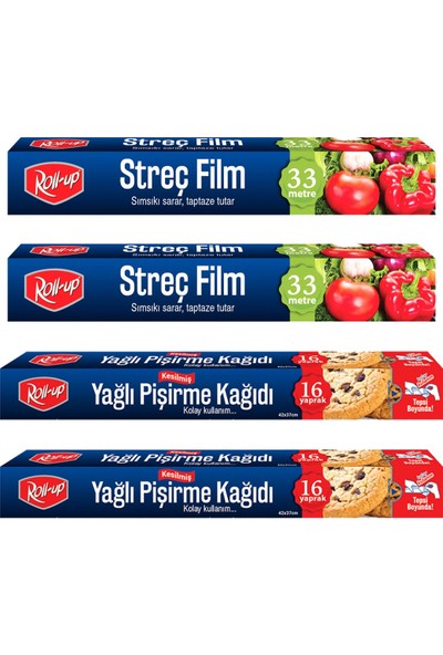 Roll-Up Streç Film ve Pişirme Kağıdı 4 Parça Ekonomik Mutfak Seti 3 Roll-Up Streç Film ve Pişirme Kağıdı 4 Parça Ekonomik Mutfak Seti 3