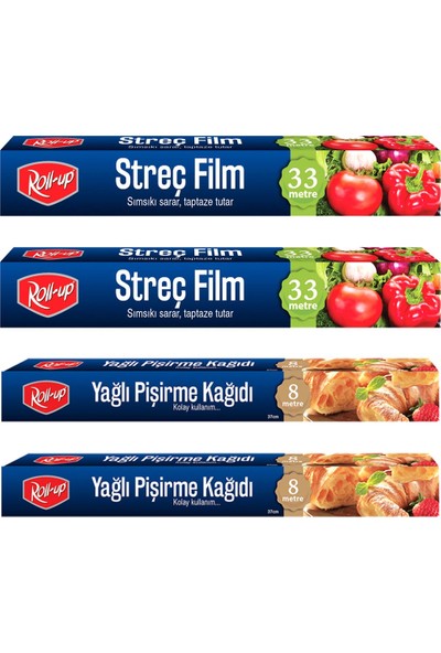 Roll-Up Streç Film ve Pişirme Kağıdı 4 Parça Ekonomik Mutfak Seti 4 Roll-Up Streç Film ve Pişirme Kağıdı 4 Parça Ekonomik Mutfak Seti 4