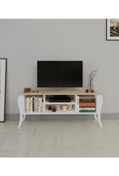 PlatinReyon Modern Lukens Ayaklı Kapaksız Tv Ünitesi 120CM Televizyon Sehpası Meşe PlatinReyon Modern Lukens Ayaklı Kapaksız Tv Ünitesi 120CM Televizyon Sehpası Meşe