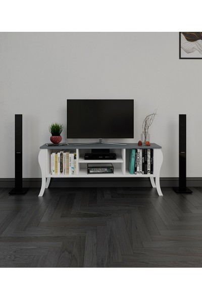 PlatinReyon Modern Lukens Ayaklı Kapaksız Tv Ünitesi 120CM Televizyon Sehpası Antrasit