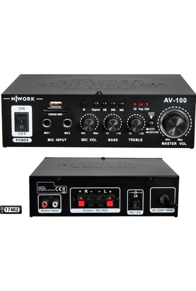 Nwork Anfi 100W Usb/sd/mp3 220/12V Stereo Bluetooth Nwork AV-100 Nwork Anfi 100W Usb/sd/mp3 220/12V Stereo Bluetooth Nwork AV-100
