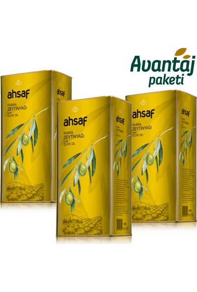 Ahsaf Riviera Zeytinyağı 5 Lt x 3'lü Ahsaf Riviera Zeytinyağı 5 Lt x 3'lü