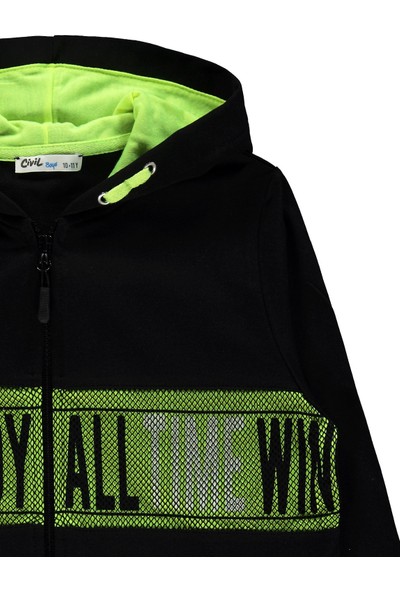 Civil Boys Erkek Çocuk Kapüşonlu Hırka 10-13 Yaş Siyah