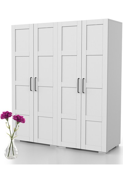 Dekorex MNT-411-BEYAZ -Dört Kapaklı Gardırop Dekorex MNT-411-BEYAZ -Dört Kapaklı Gardırop