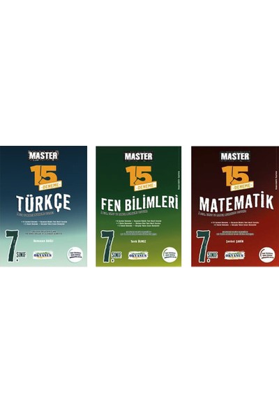Okyanus Yayınları 7. Sınıf Master Türkçe -Matematik -Fen Bilimleri 15 Deneme 3 Set Okyanus Yayınları 7. Sınıf Master Türkçe -Matematik -Fen Bilimleri 15 Deneme 3 Set