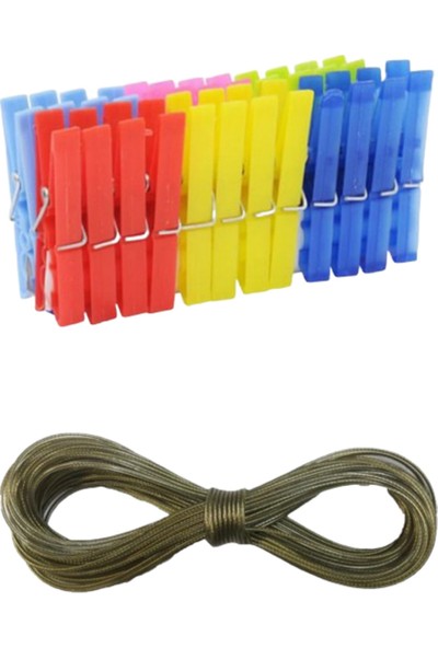 Doğuş Mutfak Plastik Çamaşır Mandalı 24 ADET+10MT Çelik Çamaşır Ipi Teli-2 Li Set Doğuş Mutfak Plastik Çamaşır Mandalı 24 ADET+10MT Çelik Çamaşır Ipi Teli-2 Li Set