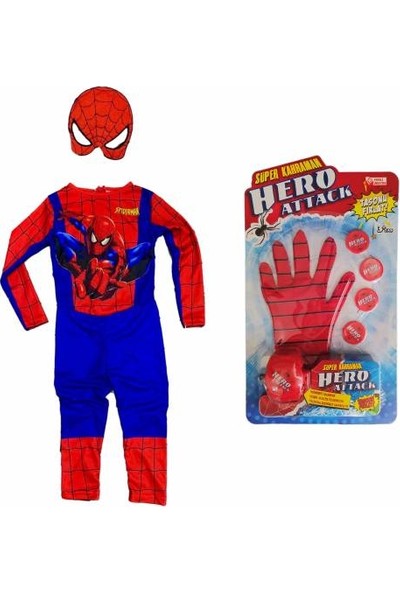 Masho Trend Kırmızı Mavi Baskılı Spiderman Kostümü - Örümcek Adam Kostümü + Spiderman Taso Atan Eldiven Masho Trend Kırmızı Mavi Baskılı Spiderman Kostümü - Örümcek Adam Kostümü + Spiderman Taso Atan Eldiven