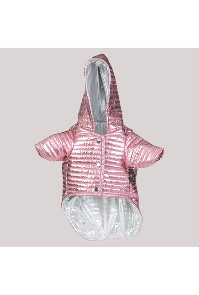 Ball Pati Pembe Kışlık Uzun Kollu Köpek Montu