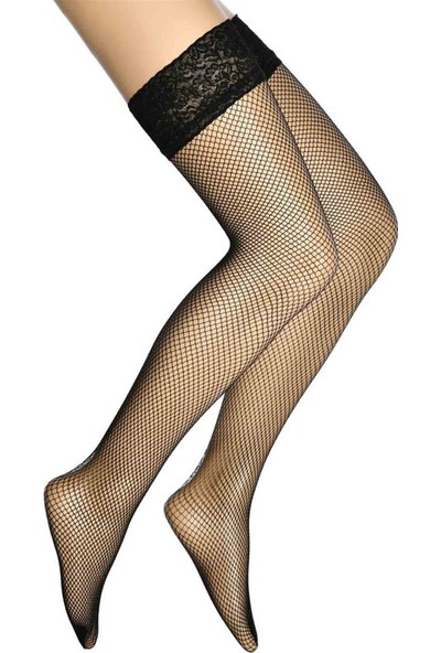 Kaydırmaz Silikonku Dantelli File Jartiyer Çorabı