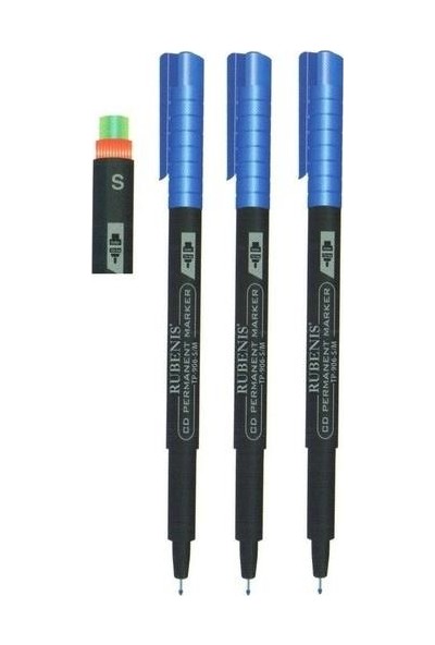 Rubenis Permanent 3'lü Asetat Kalemi Kalıcı CD Kalemi S Uç Rubenis Permanent 3'lü Asetat Kalemi Kalıcı CD Kalemi S Uç