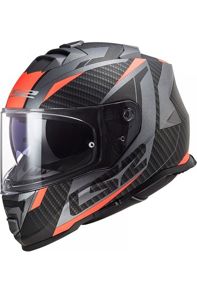 Ls2 Storm Racer Mat Titanium-Turuncu Kask Kask Ls2 Storm Racer Mat Titanium-Turuncu Kask Kask