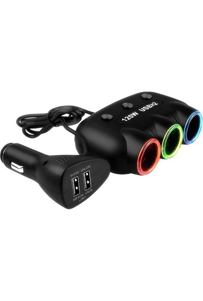 Olesson Araç Çakmaklık Çoklayıcı 3lü + 2 x USB Şarj 5V2.1A Olesson Araç Çakmaklık Çoklayıcı 3lü + 2 x USB Şarj 5V2.1A