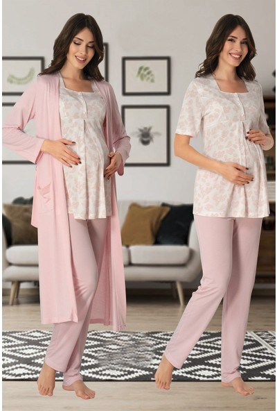 Effortt Sabahlıklı Lohusa Pijama Takımı Effortt Sabahlıklı Lohusa Pijama Takımı
