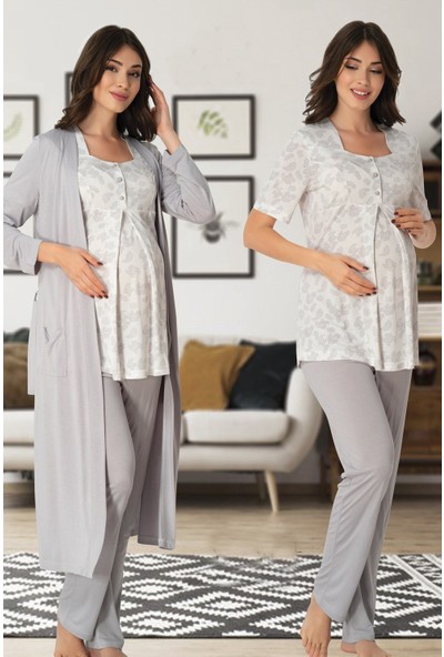 Effortt Sabahlıklı Lohusa Pijama Takımı Effortt Sabahlıklı Lohusa Pijama Takımı