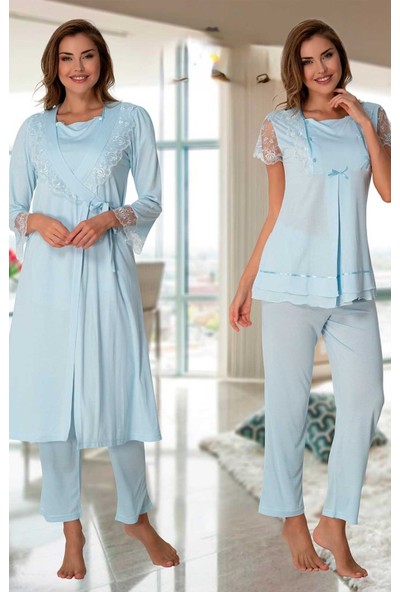 Effortt Sabahlıklı Lohusa Pijama Takımı Effortt Sabahlıklı Lohusa Pijama Takımı